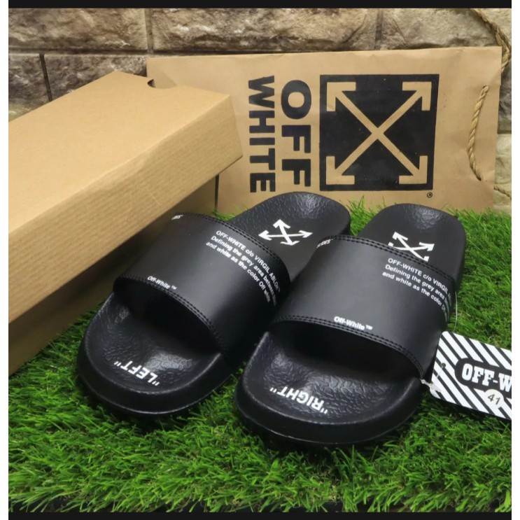 Jual SANDAL COWOK CEWEK SLOP FLOP PREMIUM SLIDE SLIP ON OFF WHITE ...