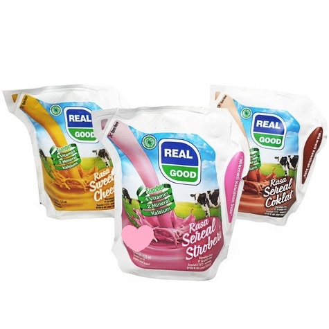 Jual REAL GOOD SUSU POUCH UHT 125ml TEKO MINI COKELAT STRAWBERRY CHEESE ...