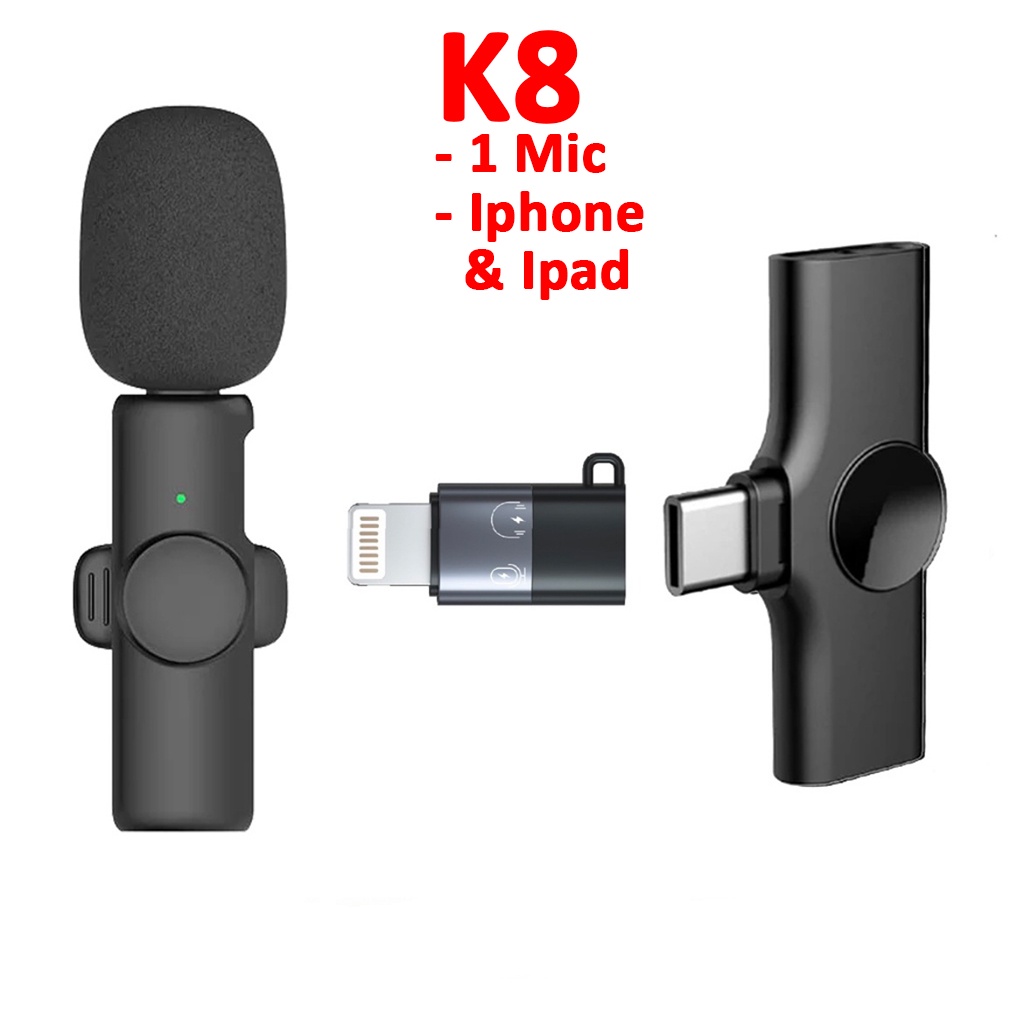 Jual Mic Wireless Hp Vlog Youtuber Portable Mic for Iphone and Android - Microphone Mic Clip On ...