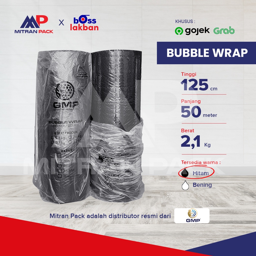 Jual Bubble Wrap GMP 125 cm x 50 meter Hitam Bening Merah Biru | Shopee Indonesia