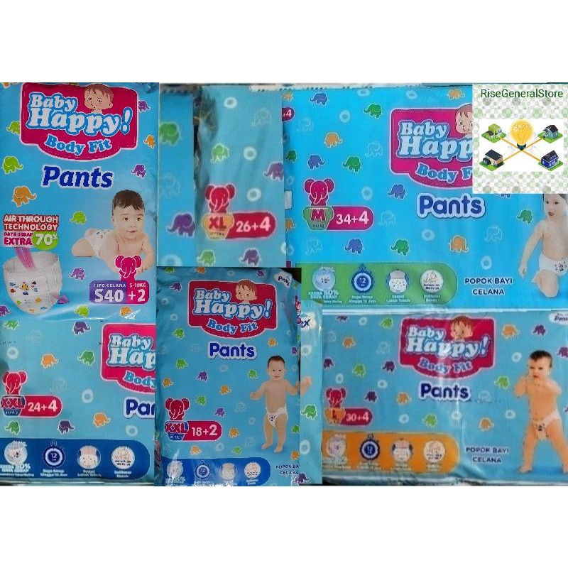 Jual Baby Happy S40+2/M34+4/XL26+4/2/L30+2/XXL24+2/XXL18+2 Baby Happy L30 Fit Pants Popok celana ...