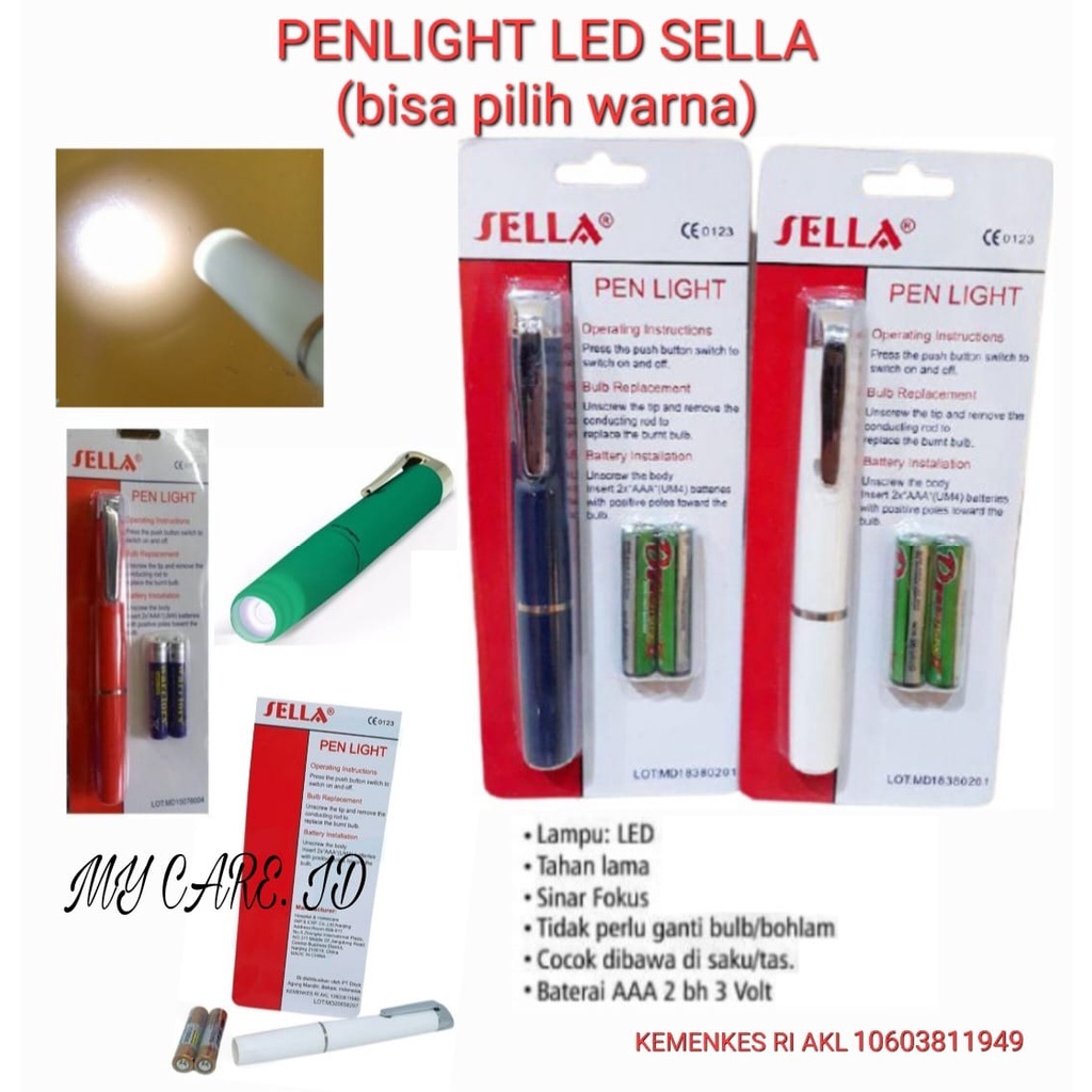Jual LynCare SELLA Pen Light Sella lampu Putih Penlight Senter Lampu ...