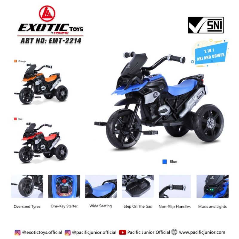 Jual Motor Aki anak Excotic EMT-2214 (2 in 1) Aki+Gowes murah! | Shopee ...