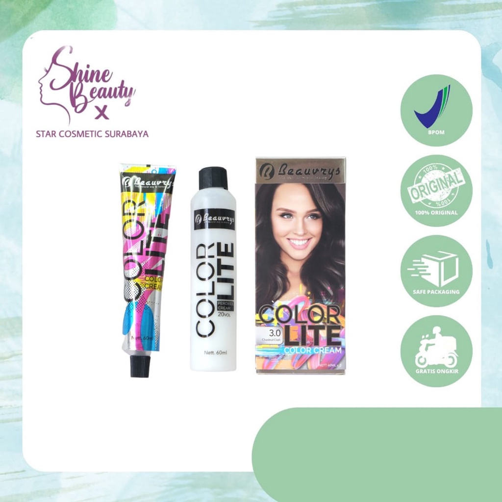 Jual Beauvrys Cat Rambut Colorlite 60mlx2 (sudah ada campuran peroxide 60ml) | Shopee Indonesia