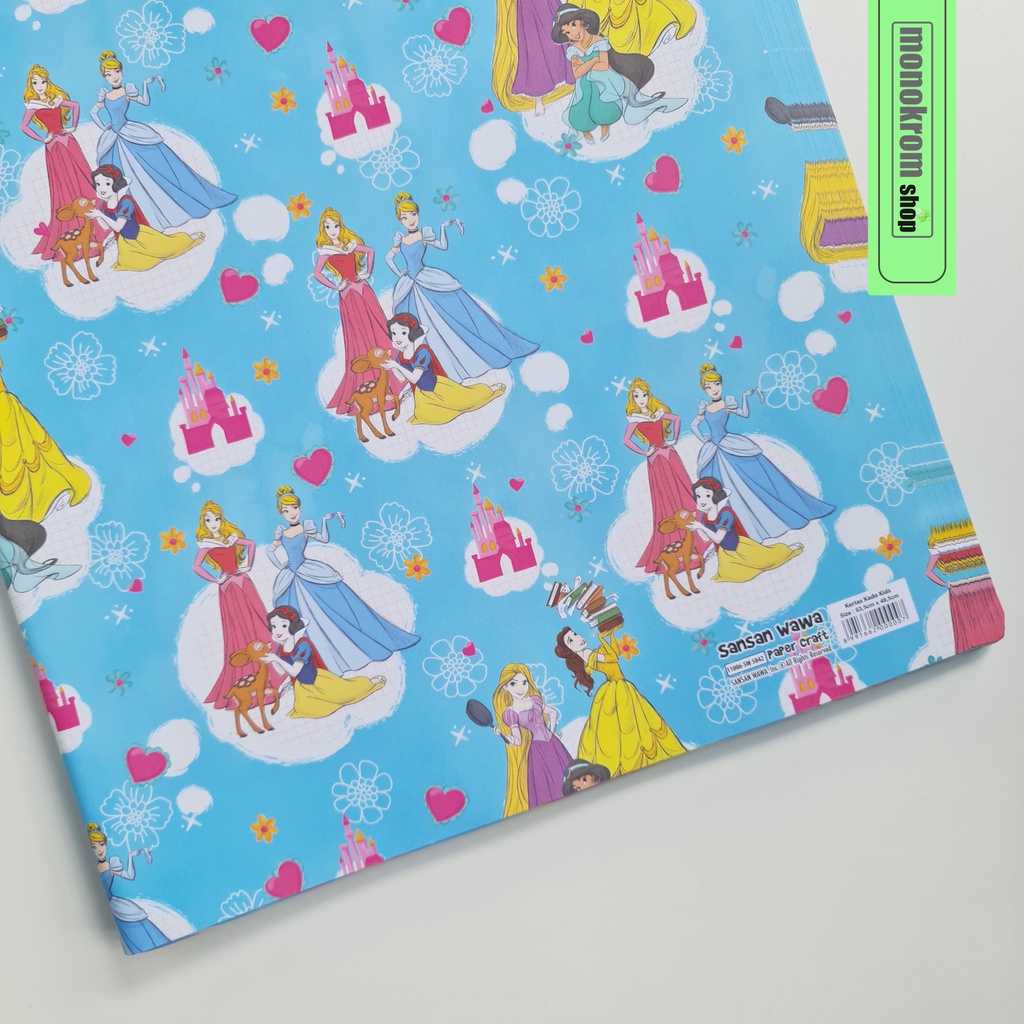 Jual Kertas Kado Sansan Wawa Kids Motif Princess Biru Muda - Wrapping ...