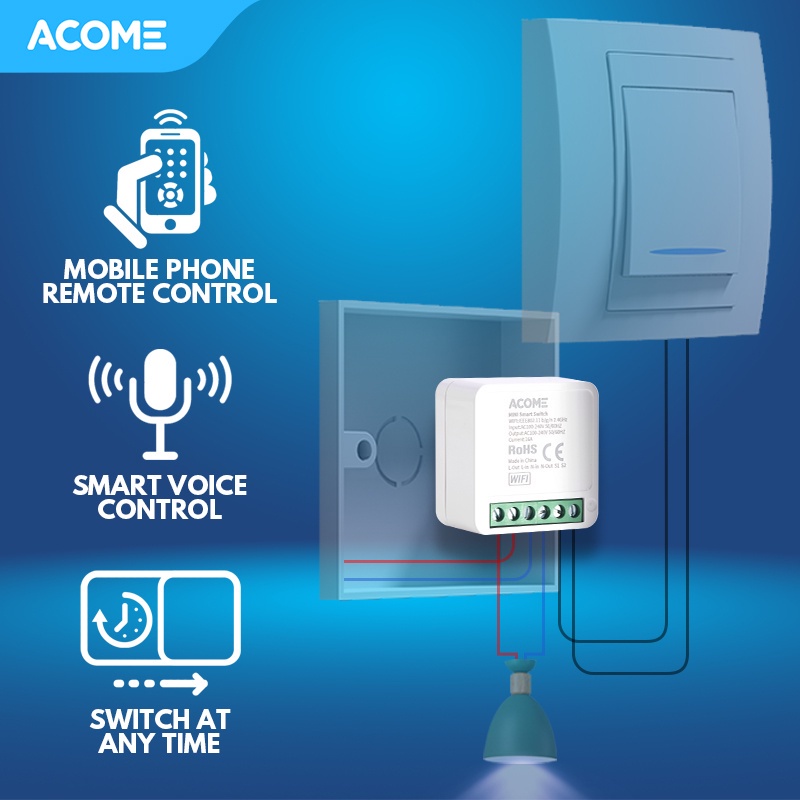 Jual ACOME AI-SM01 Smart Switch Module (MINI) Wifi & Bluetooth App ...