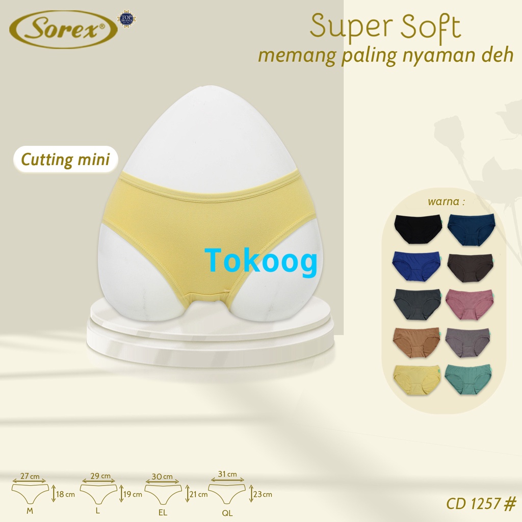 Jual (12PCS) Grosir Celana Dalam CD Wanita Sorex Dewasa Model Mini Super Soft 1257 M L EL QL ...