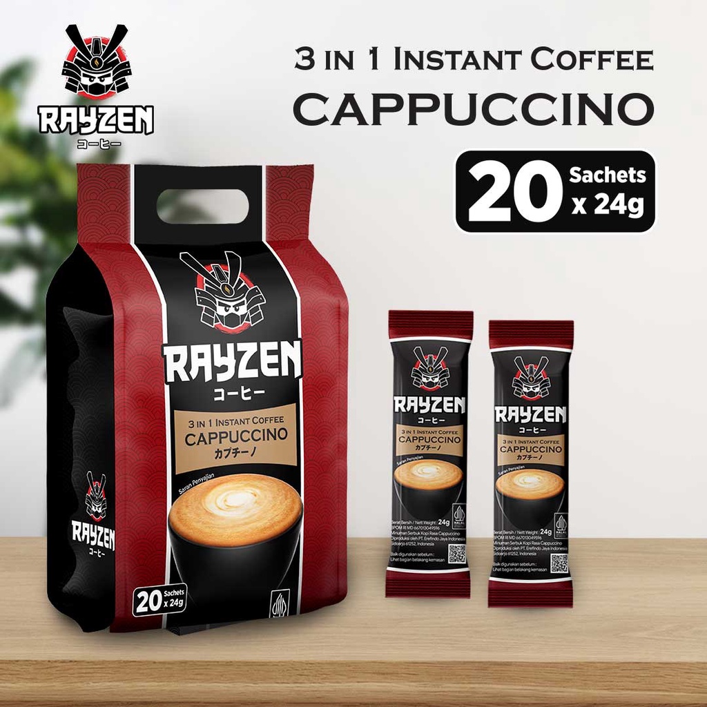 Jual Kopi Instan Rayzen 3 in 1 Cappuccino Bag 20 sachet x 24g | Shopee ...
