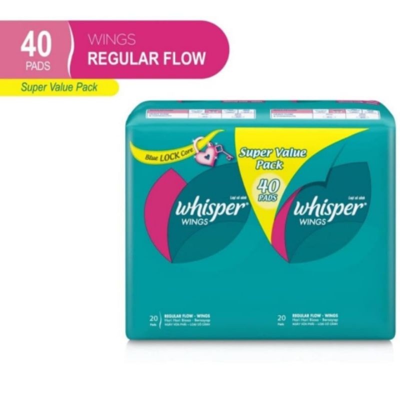 Jual PEMBALUT WHISPER PEMBALUT SANITARY PADS REGULAR FLOW WINGS ...