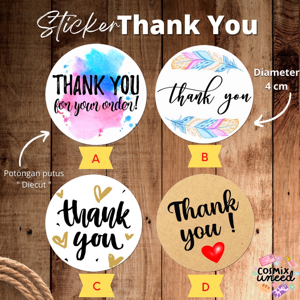 Jual stiker bulat THANK YOU ukuran 4cm label sticker olshop isi 30pcs ...