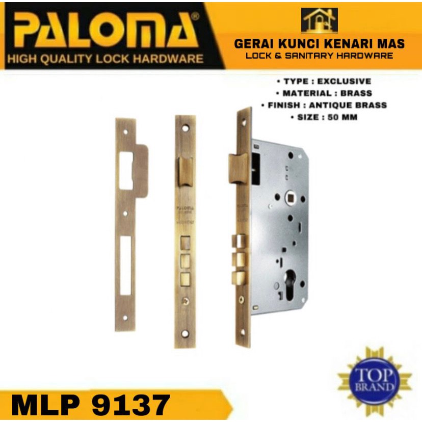 Jual PALOMA MLP 9137 BODY KUNCI/CYLINDER MORTISE LOCK SWING 50MM ...