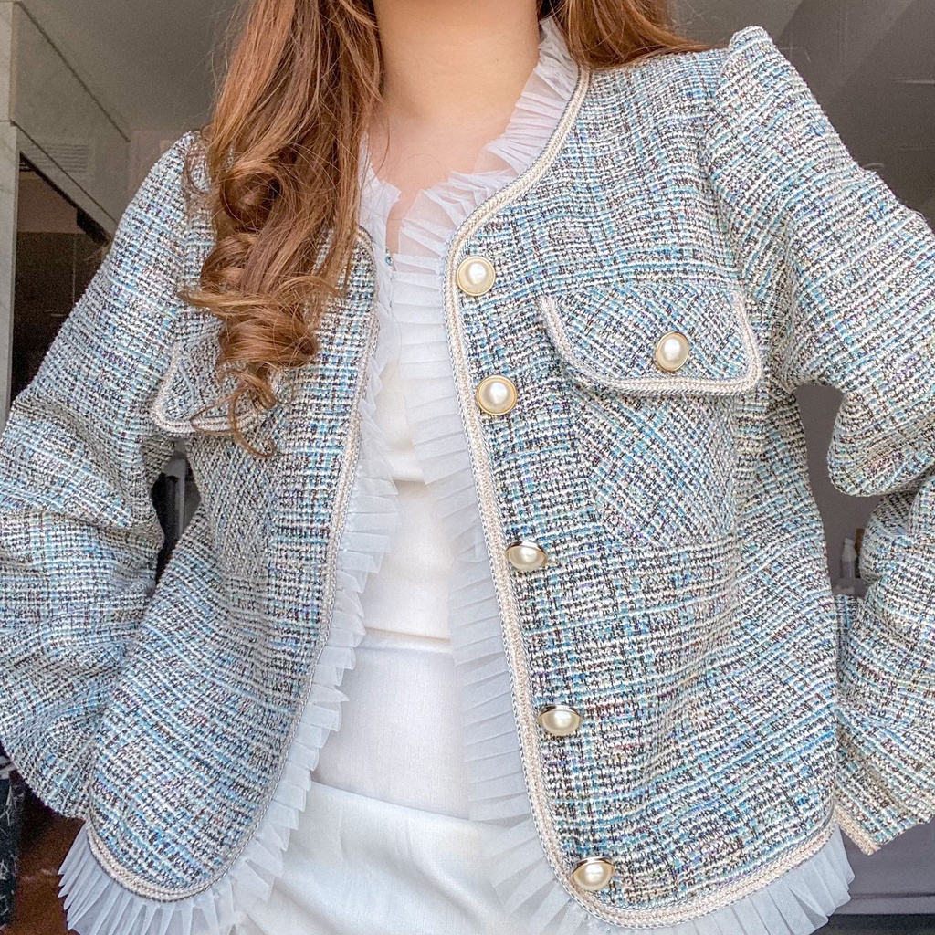 Jual BLAZER TWEED KOREA PREMIUM/Rose Outer/Cardigan Korea | Shopee ...