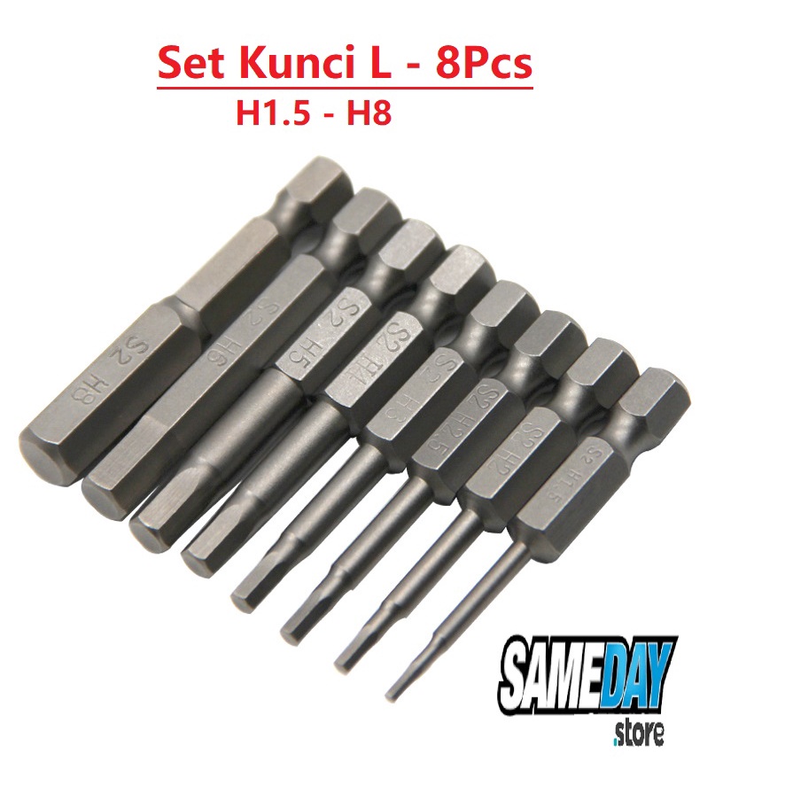 Jual Kunci L Mata Obeng HEX Key Baja S2 Set H1.5 - H8 Magnetic Magnet ...
