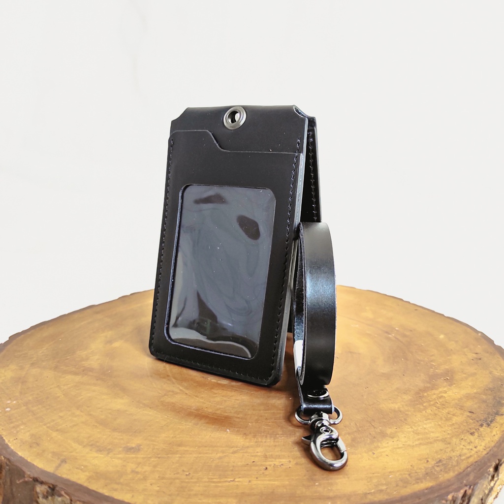 Jual Leather Name Tag/ Lanyard ID Card Holder Magnet Model Lipat Kulit ...