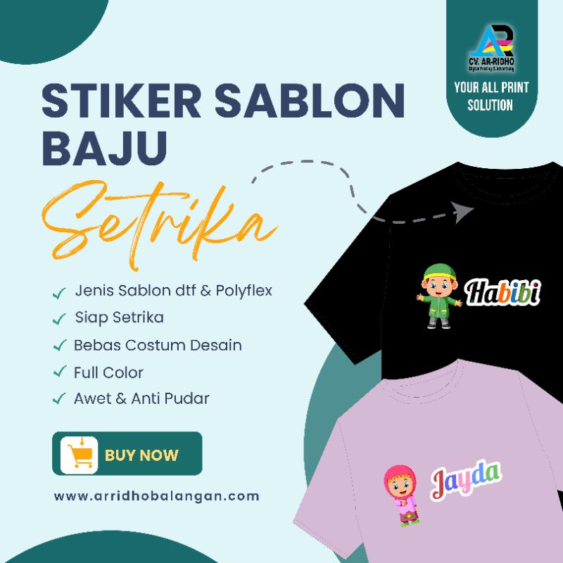 Jual Sablon Setrika/ Cetak Sablon DTF Costum Nama/Logo/Gambar | Shopee ...