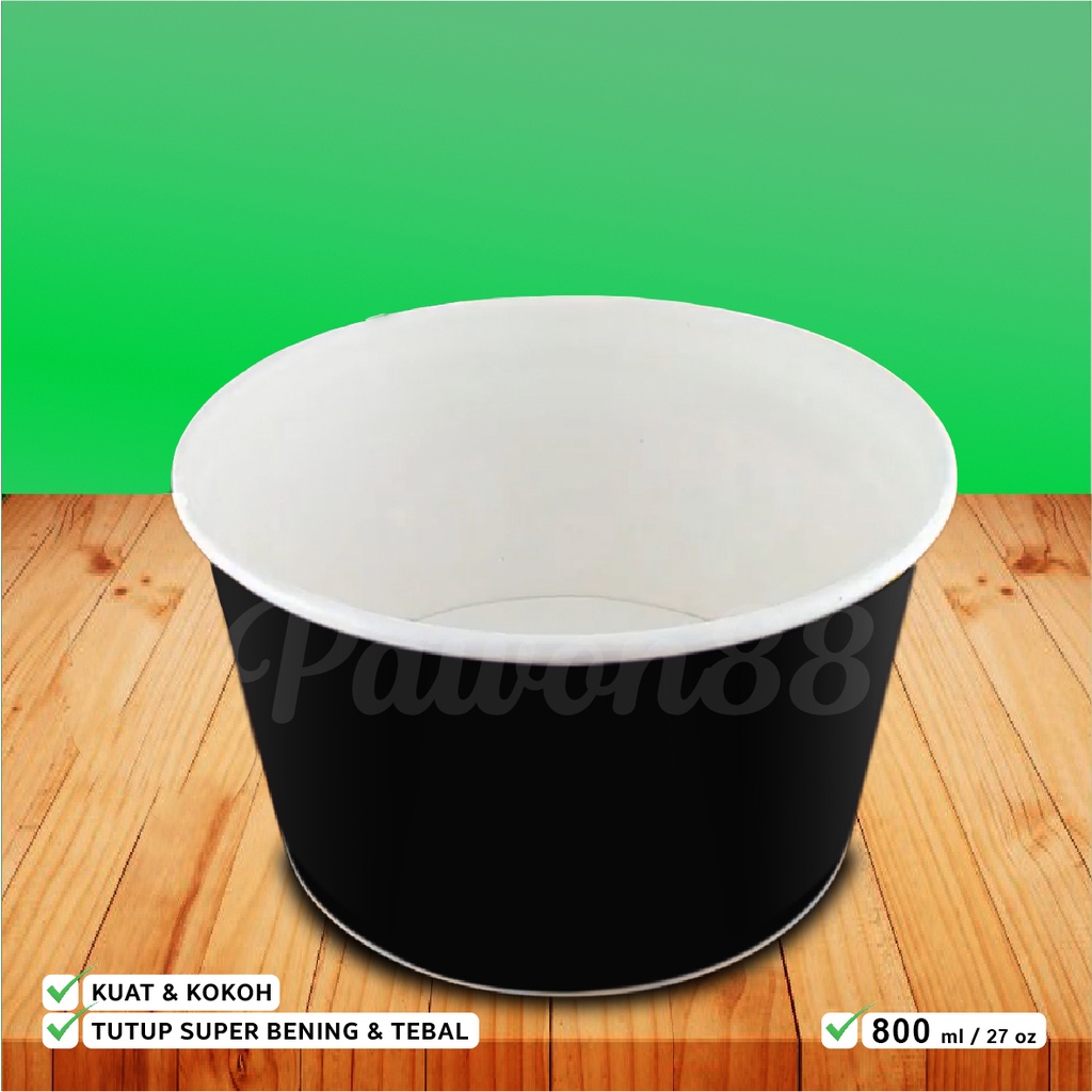 Jual Paper Bowl HITAM Polos | Mangkok Kertas | Kemasan Mangkuk - TANPA ...