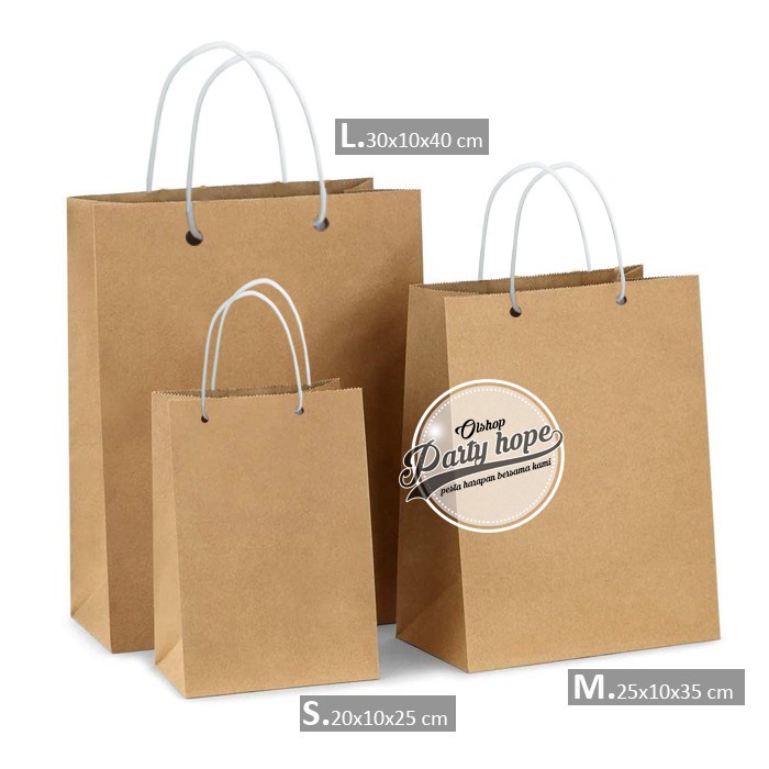 Jual Paper Bag kantong kertas polos coklat / Shopping Bag Polos coklat ...