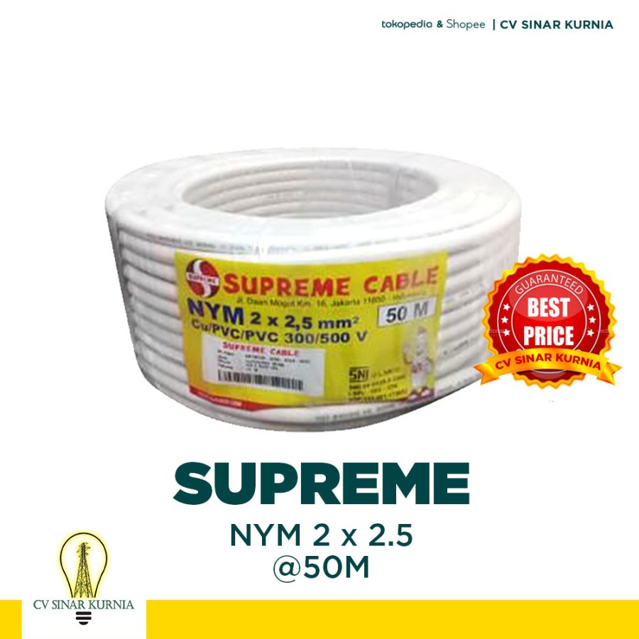 Jual Kabel Listrik NYM 2x2.5 2x2,5 mm 50M SUPREME | SUPREME Kabel NYM | SNI | Shopee Indonesia