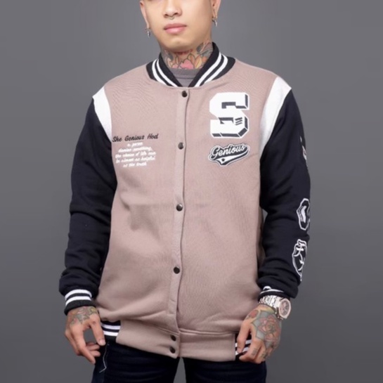 Jual Versity Jacket Plecce Cotton Genious Original Pria Wanita Motif ...