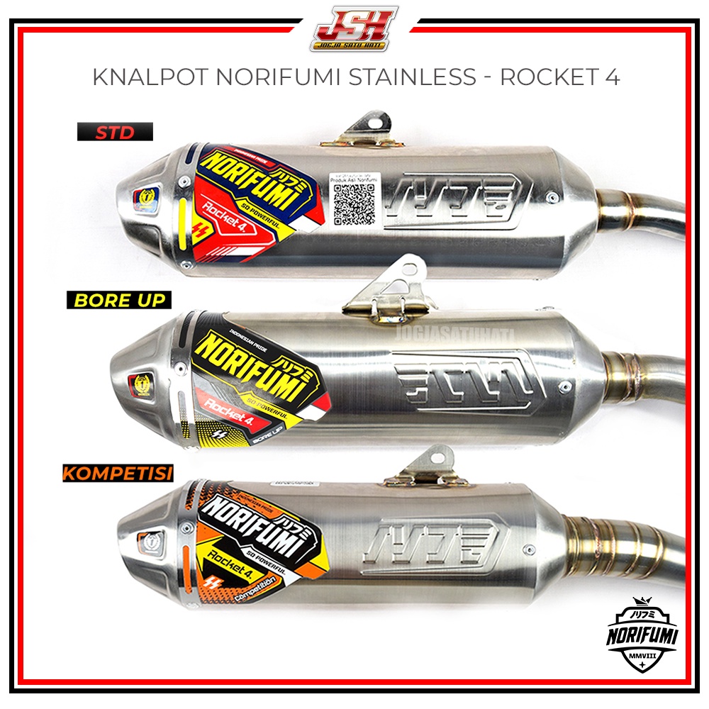 Jual Knalpot Norifumi Rocket 4 Stainless Titanium Standard Bore Up Kompetisi CRF 150L KLX 150 / ...