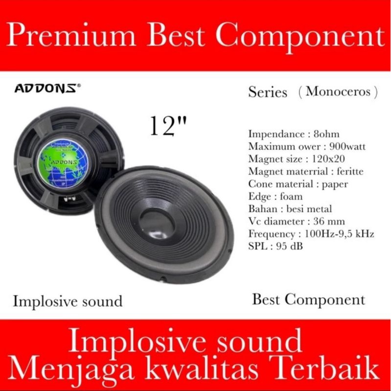 Jual SPEAKER COMPONENT ADDONS 12 inch series monoceros 900 watt ...