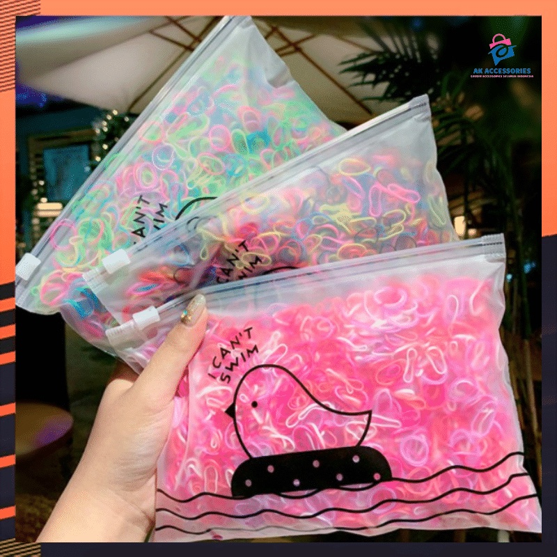 Jual AKACC KARET IKAT RAMBUT KOREA KECIL WARNA WARNI SEKALI PAKAI ISI ...
