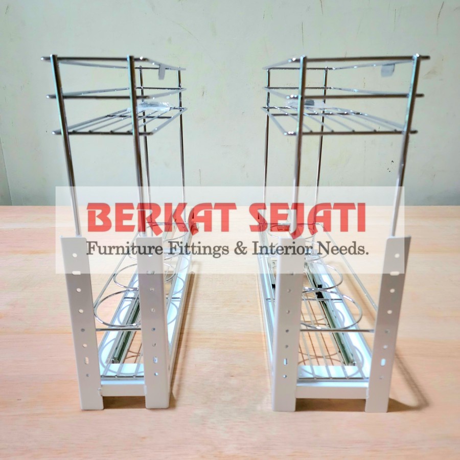 Jual Rak Botol Tarik 2 Susun Bumbu Gelas Kitchen Dapur Lebar 15 atau 20 ...