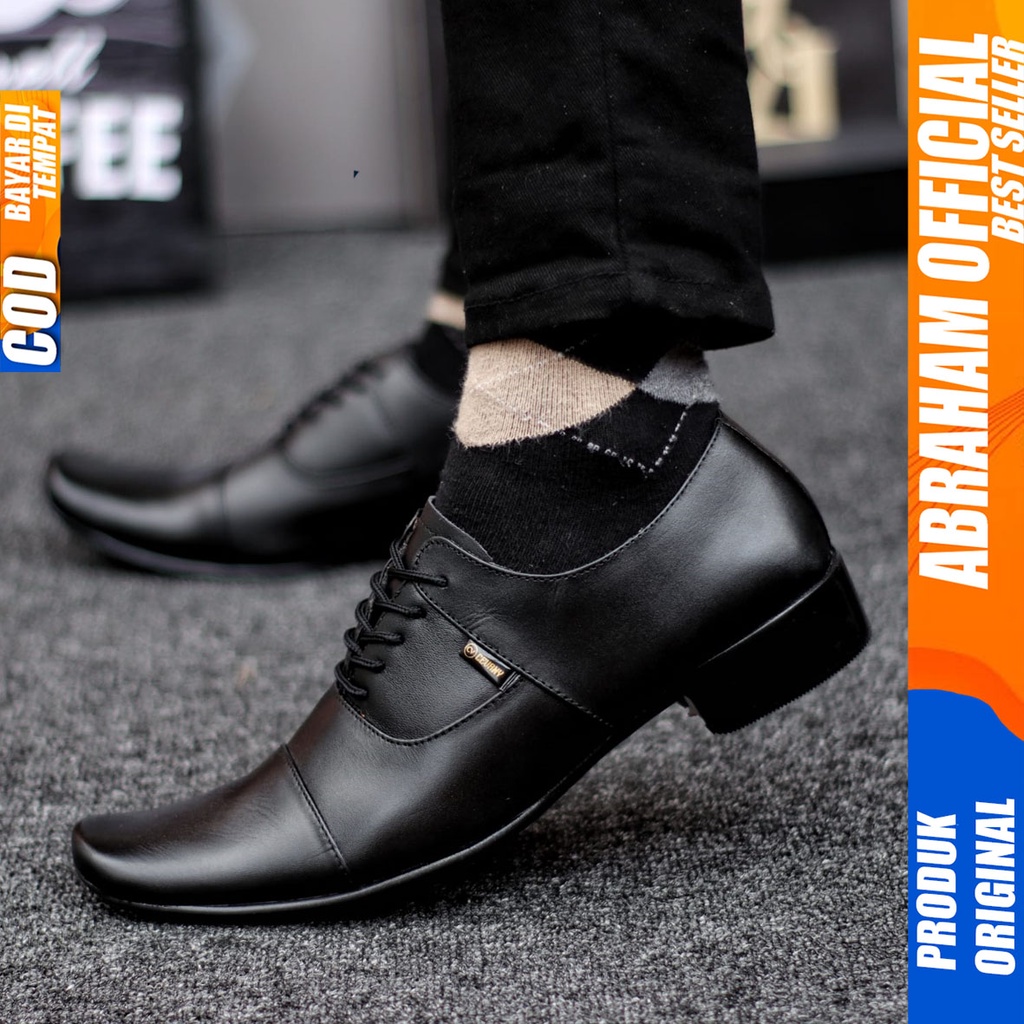 Jual Sepatu Pantofel Hitam Kulit Asli Formal Kerja Kantor Pria Abraham ...