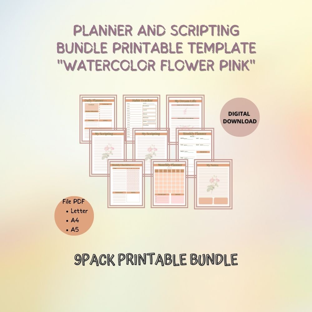 Jual Planner and Daily Journal Manifestation Watercolor Pink Printable ...
