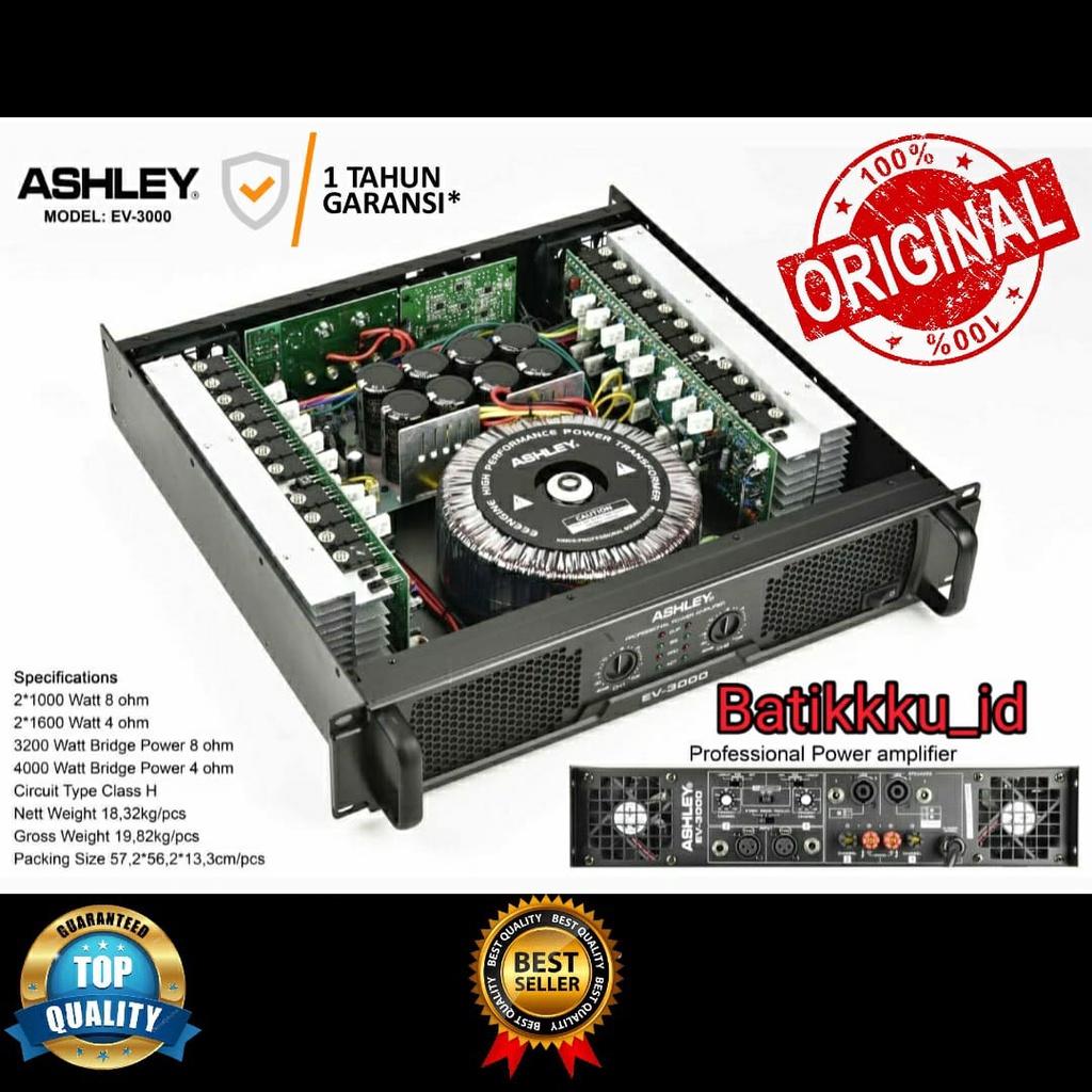 Jual Power Ashley EV 3000 EV3000 ORIGINAL CLASS H 2CH AMPLIFIER ...