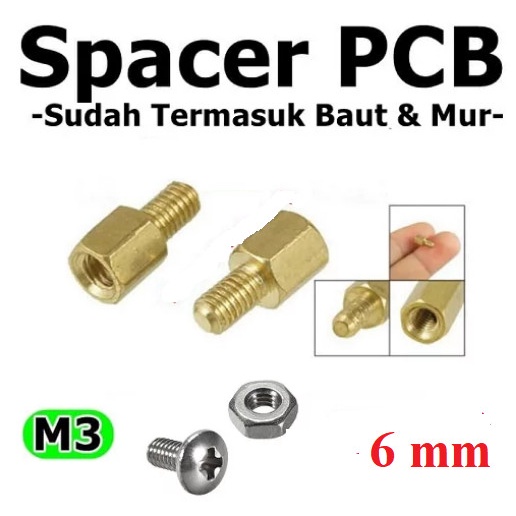 Jual Spacer kuningan besi METAL LOGAM Dudukan PCB M3 6mm 0,6 cm | Shopee Indonesia