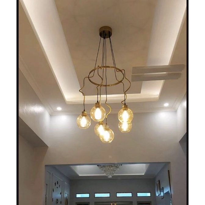 Jual EGLARE JOLIET LAMPU GANTUNG HIAS 6L BRASS/AMBER/ACE PENDANT LAMP ...