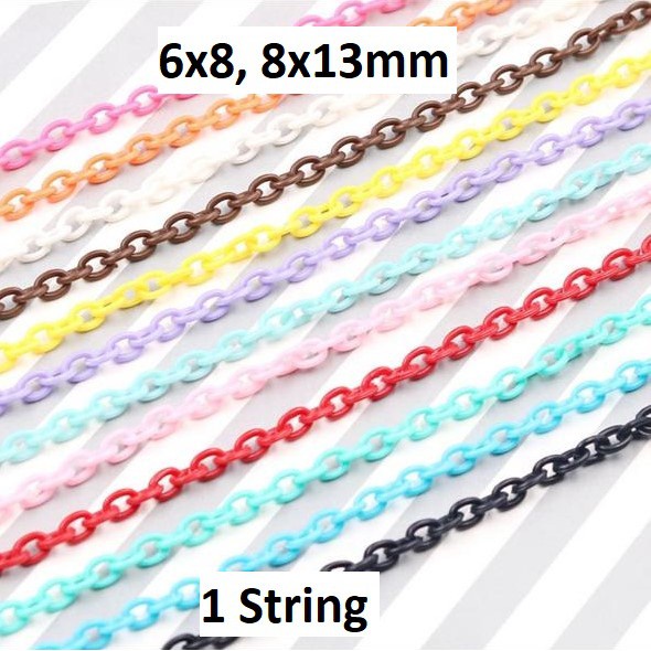 Jual Rantai Plastik Warna-Warni Korea Ukuran. 6x8 - 8x13mm Harga/String ...