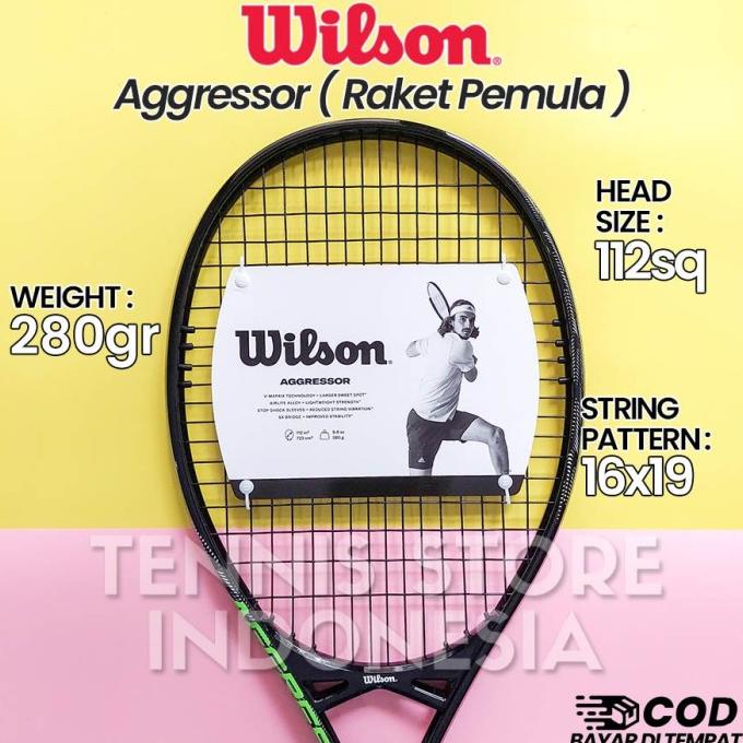 Jual Raket Tenis Pemula Wilson Aggressor 112 sq / 280 gr 2022 Original ...