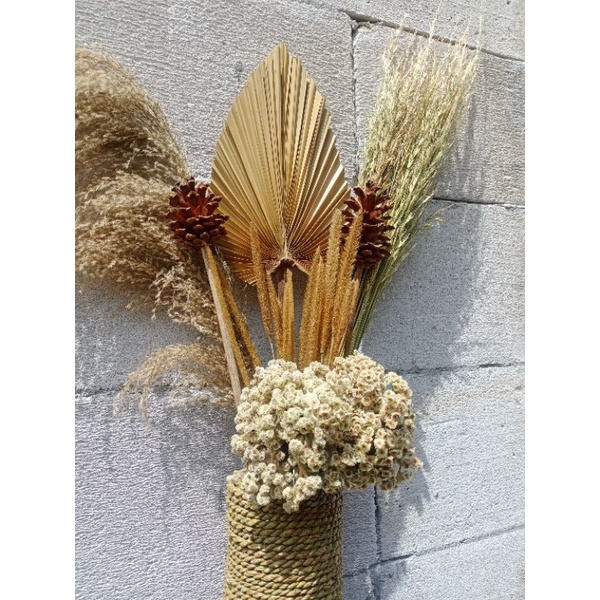 Jual Paket Dekorasi Rustic dan Pot Mendong | Daun Palem Kering | Pampas ...