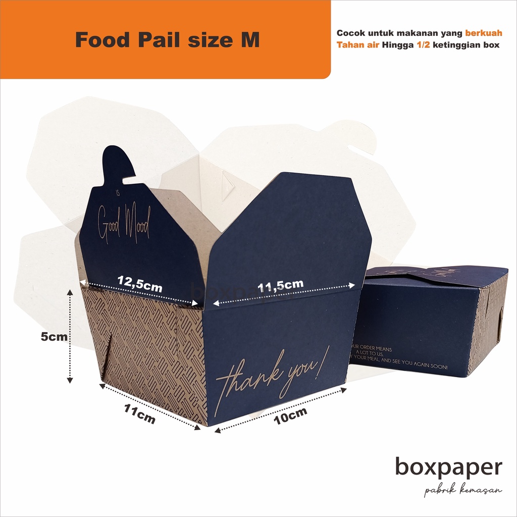 Jual Food Pail size M Kemasan Makanan / Paper Lunch Box Lamiansi Murah ...