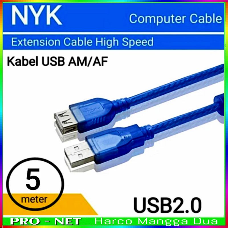 Jual Kabel usb extension NYK versi 2.0 panjang 5 meter / Kabel usb MALE ...