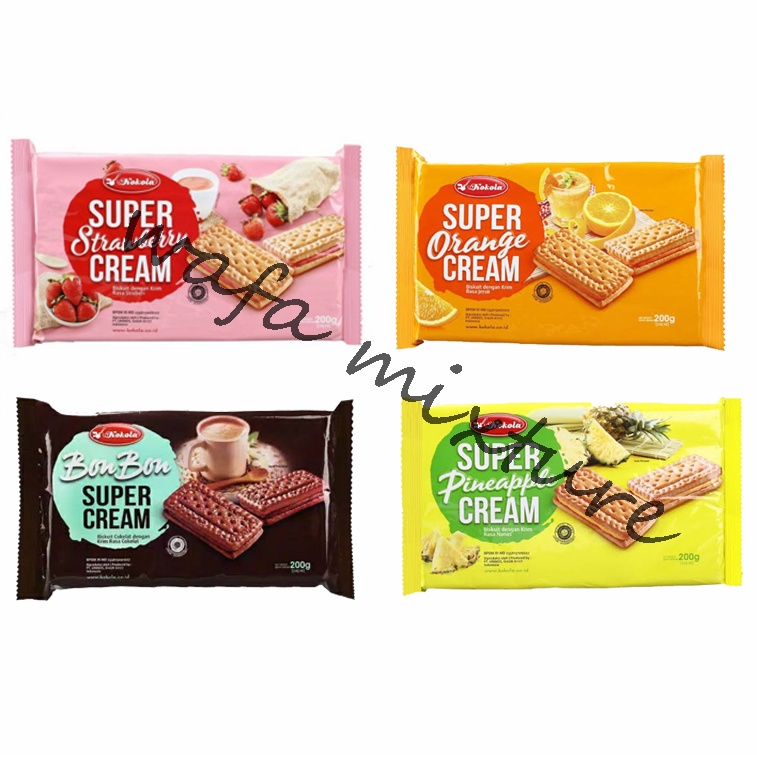 Jual Kokola Super Cream Sandwich Biskuit Coklat - Orange - Strawberry ...