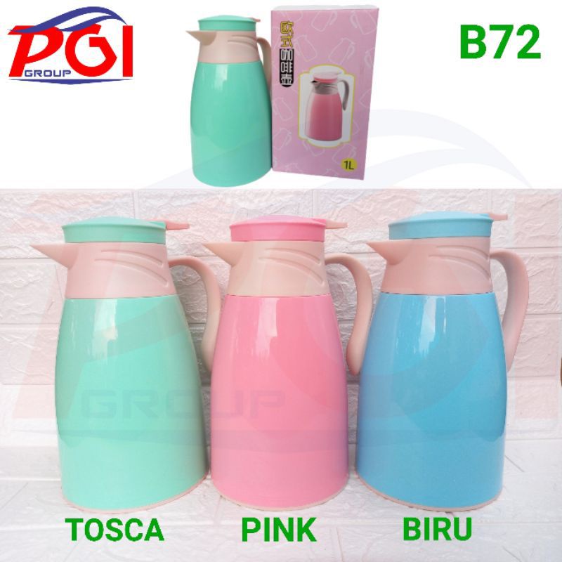 Jual DC B72 TEKO 1000 ML TERMOS AIR PANAS KACA LUAR PLASTIK TAHAN PANAS ...