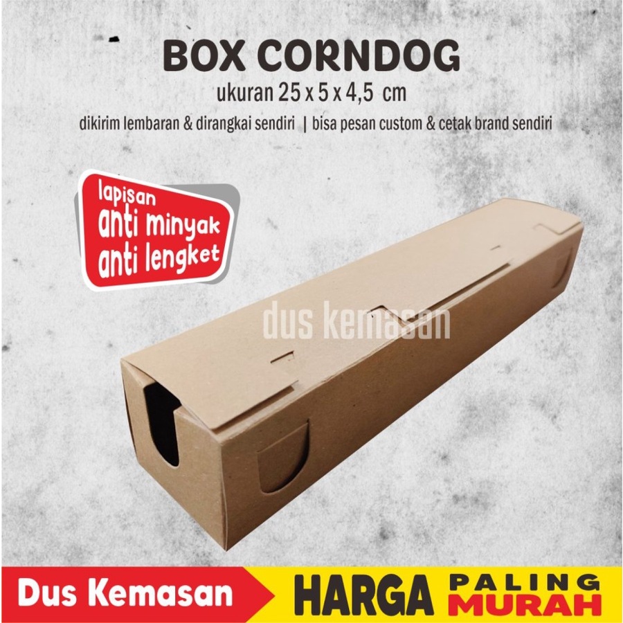 Jual BOX CORNDOG / BOX SATE / BOX SOSIS 25X5X4.5 CM ANTI MINYAK ...