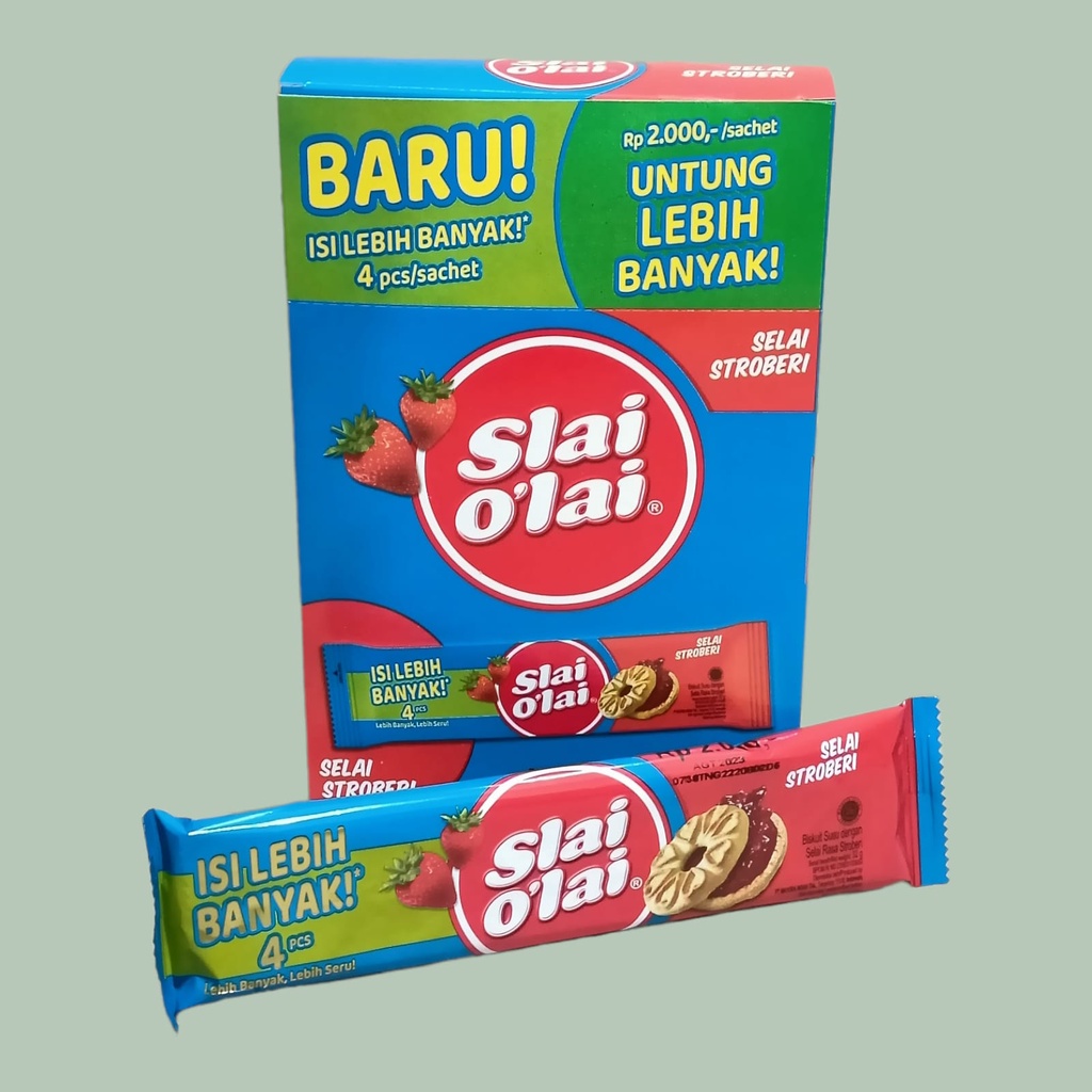 Jual ROMA Slai O'Lai Strawberry Biskuit 32gr [10 Sachet/box] | Shopee ...
