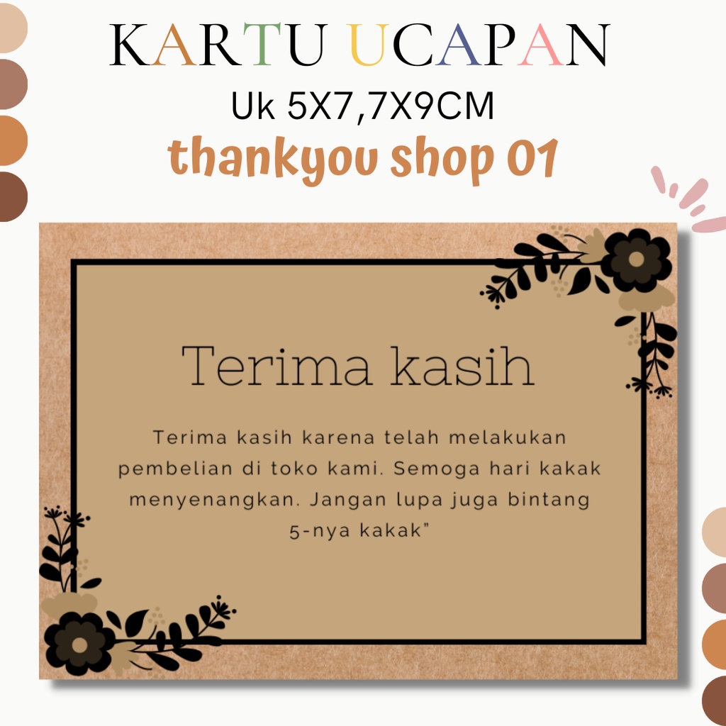 Jual (ISI 50,100PCS) KARTU UCAPAN THANKYOU OLSHOP/THANKYOU ORDER ...