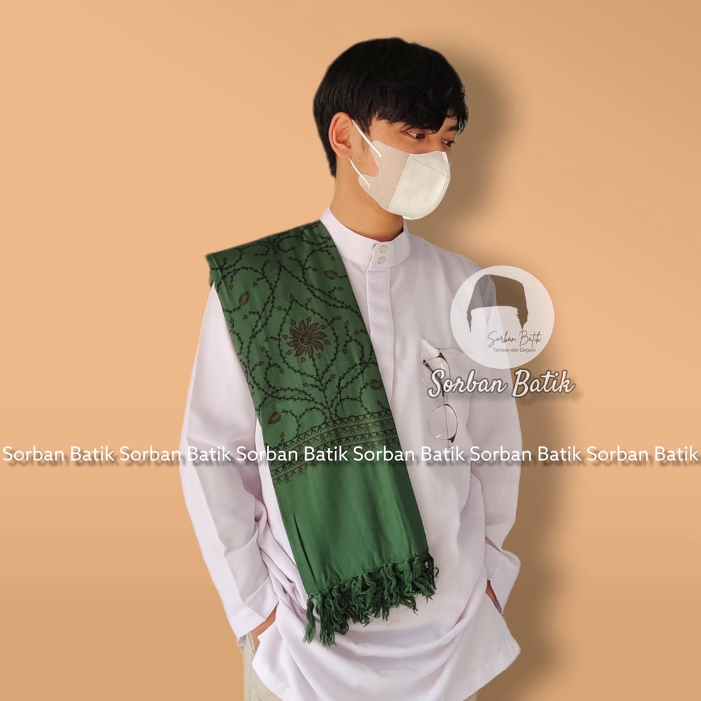 Jual Sorban Putih Panjang Kashmiri Motif Batik Printing Sorban Ukuran ...