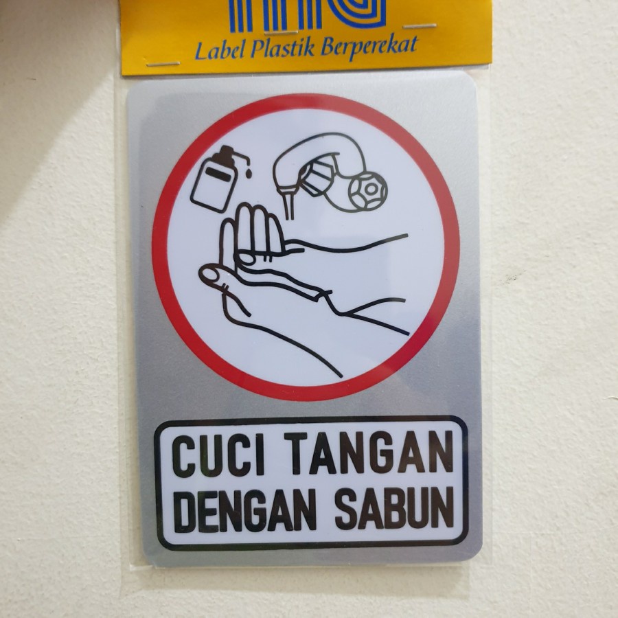 Jual Sign Board PVC Stiker Cuci tangan dengan sabun | Shopee Indonesia