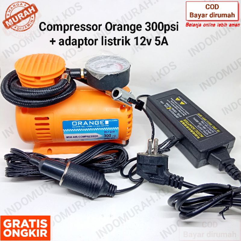 Jual paket compressor Mini Power Listrik 300psi orange / Kompresor Mini ...
