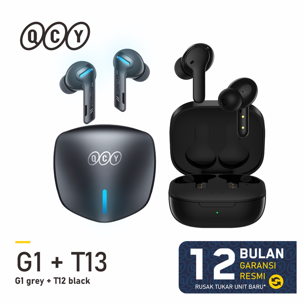 Jual QCY G1 Grey TWS BUNDLE QCY T13 BLACK | Shopee Indonesia