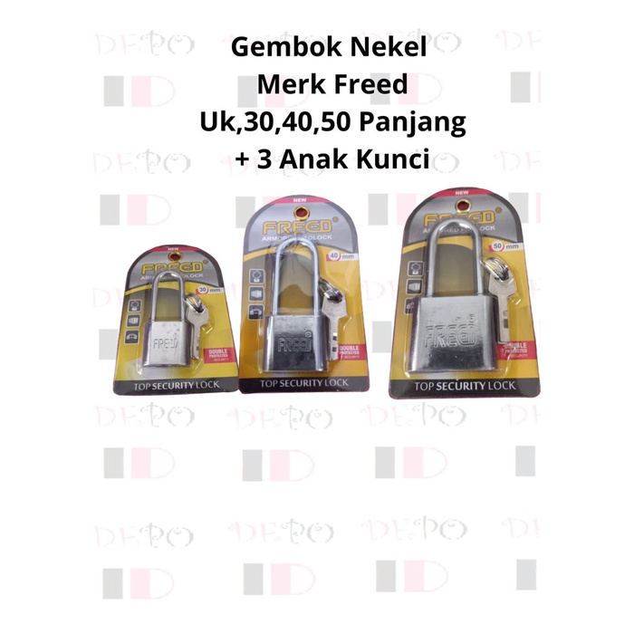 Jual Gembok Nekel Panjang Freed 30 / 40/ 50 mm / Kebutuhan Rumah ...