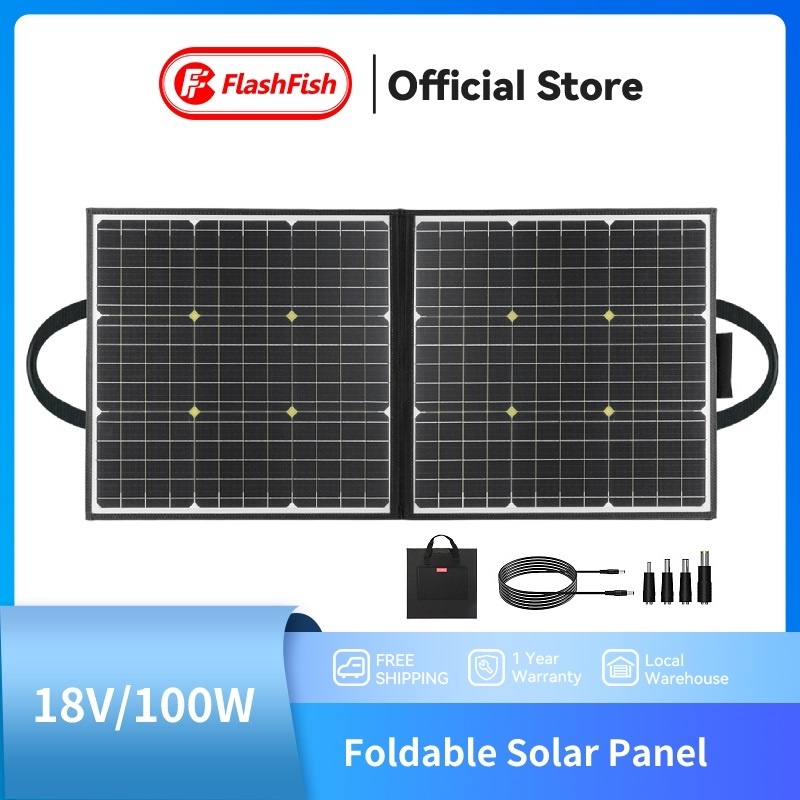 Jual (Ready) Flashfish 100W Portable Solar Panel for Power Station ...