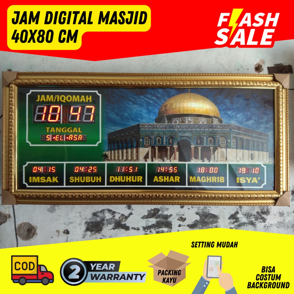 Jual jam digital masjid ukuran 40x80cm ( jam digital masjid running ...