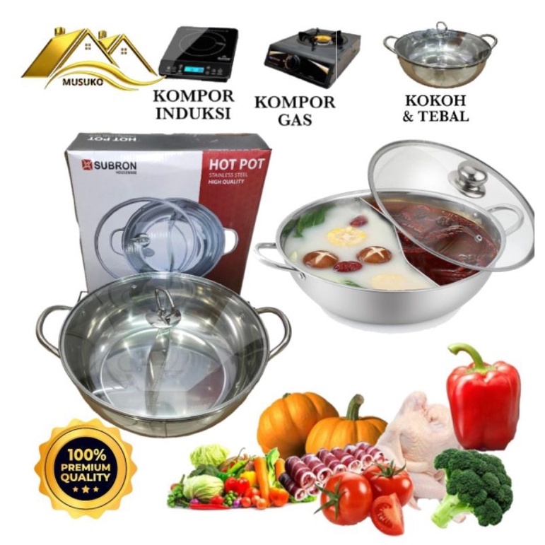 Jual MUSUKO - Panci Shabu Subron Original 2 Skat 30cm /Panci Hotpot ...